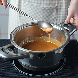 Geetery 3 Pcs Telescopic Spoon Fork knife Set Extendable Fork knife Spoon Stainless Steel Dinner Extend to 25 Inch Anti Rust Fruit Dessert Long Handle Fork Cutlery Set for Barbecue Toasting Dinner