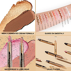 CCbeauty Matte Eyeshadow Stick Set, Cream Eye Shadow Pencil Crayon Eye Brightener Highlighter Makeup Stick Kit, Hypoallergenic Longwear Waterproof Metallic Glitter Eyeliner Makeup, Nude