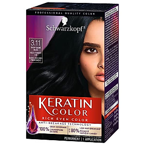 Schwarzkopf Keratin Color Permanent Hair Color Cream, 3.11 Deep Dark Blue