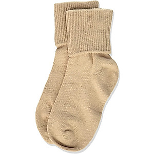 Jefferies Socks Girls (Pack 6) Little Seamless Turn Cuff Socks Pack of 6, Stone, 12-24 Months US (BBMP2242)