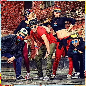 36 Pcs Hippie Costume Set 60s 70s Peace Necklaces Sunflower Headband Hippie Sunglasses Bandana Headband Hippie Dressing Accessories