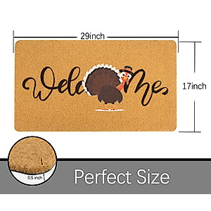 Thanksgiving Non-Slip Door Mat Entrance-Outdoor - Fall Turkey-Decorative Entryway Welcome Doormats Home Decor 17" X 29"