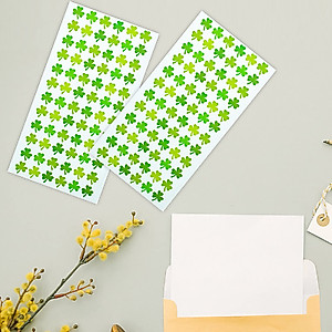 St Patricks Day Stickers,1440 Pcs Shamrock Stickers,Lucky Irish Green Clover Stickers for St. Patrick's Day Party Decorations,Cards,Gift Bags,Craft,Self Adhesive Seals for Envelope Box Bag