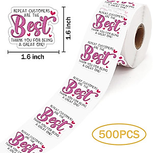 Lasimfa Repeat Customers are The Best - 500 Pack of 1.5 Inch Stickers for Small Businesses and Small Shops as Thank You and Packaging Gift Wrap Stickers