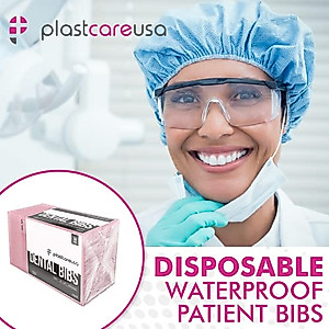 Disposable Dental Bibs 13"x18" - 3 Ply Waterproof Tattoo Bib Sheet for Patients - Dentist or Medical Tray Cover and Nail Table Cover Supplies, Pink