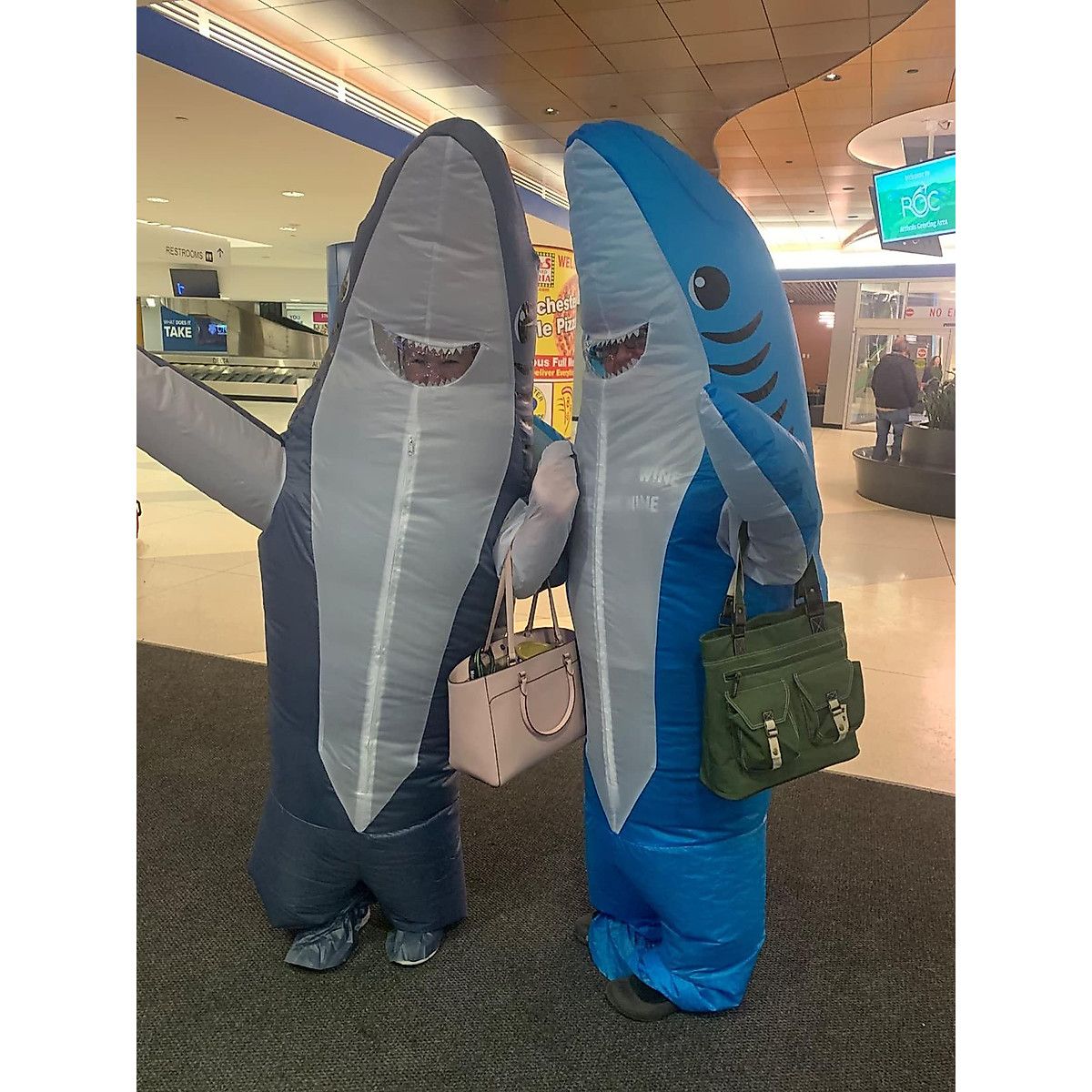 IHGYT Inflatable Shark Costume Air Blow up Jaws Jumpsuit Fancy Dress Funny Carcharias Suit for Cosplay Party Halloween Christmas Carnival