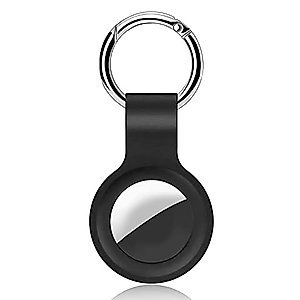 Maxesla Airtags Case, 2 Pack Airtag Case Cover with Anti-Lost Keychain, Airtag Keychain Soft Silicone Portable Tracker Holder Anti-Scratch Lightweight Skin Cover Airtag Key Ring,Airtags Keychain Black