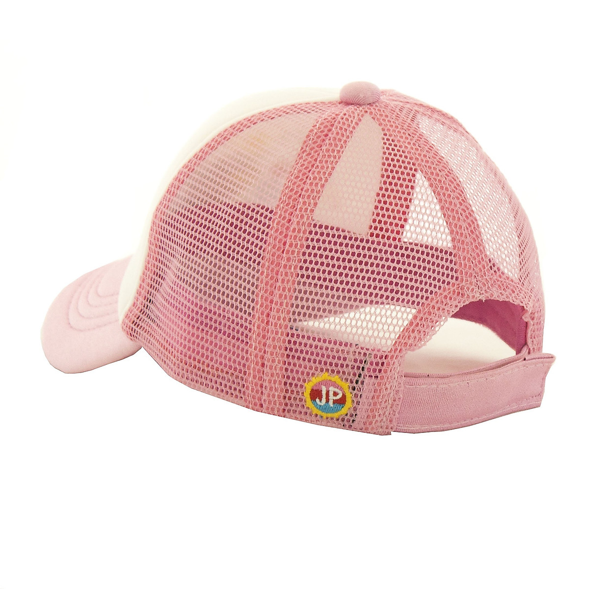 JP DOoDLES Heart Hat Kids Trucker Hat. Baseball Mesh Back Cap fits Baby, Toddler and Youth (Light Pink, Mini 12-24 MOS)