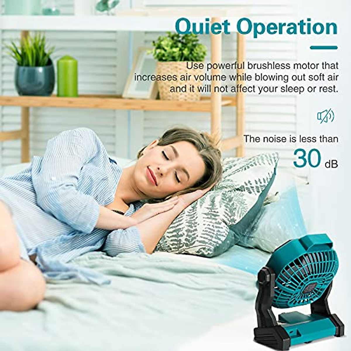 CONBOLA Portable Battery Operated Fan with LED Lantern, 10400mAh Outdoor Small Rechargeable Quiet Camping Fan, Personal Desk Fan Cooling Table Fan with Hanging Hook for Tent,Bedroom, Office(Green)