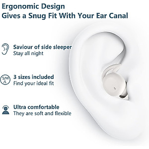 Bluetooth Sleep Earbuds, Noise Blocking Small Buds for Sleeping, Wireless Sleep Headphone Comfortable Fit, Invisible and Skin-Soft in-Ear Designed for Side Sleepers, Insomnia, Snoring, Work, Leisure