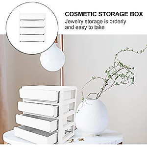 Cabilock Desktop Storage Drawer 4 Tier Desk Organizer Multi Functional Personal Organizer Mini Sliding Drawers Heavy Duty Plastic Containers for Storing Jewelry Makeup Arts Craft Stationery White