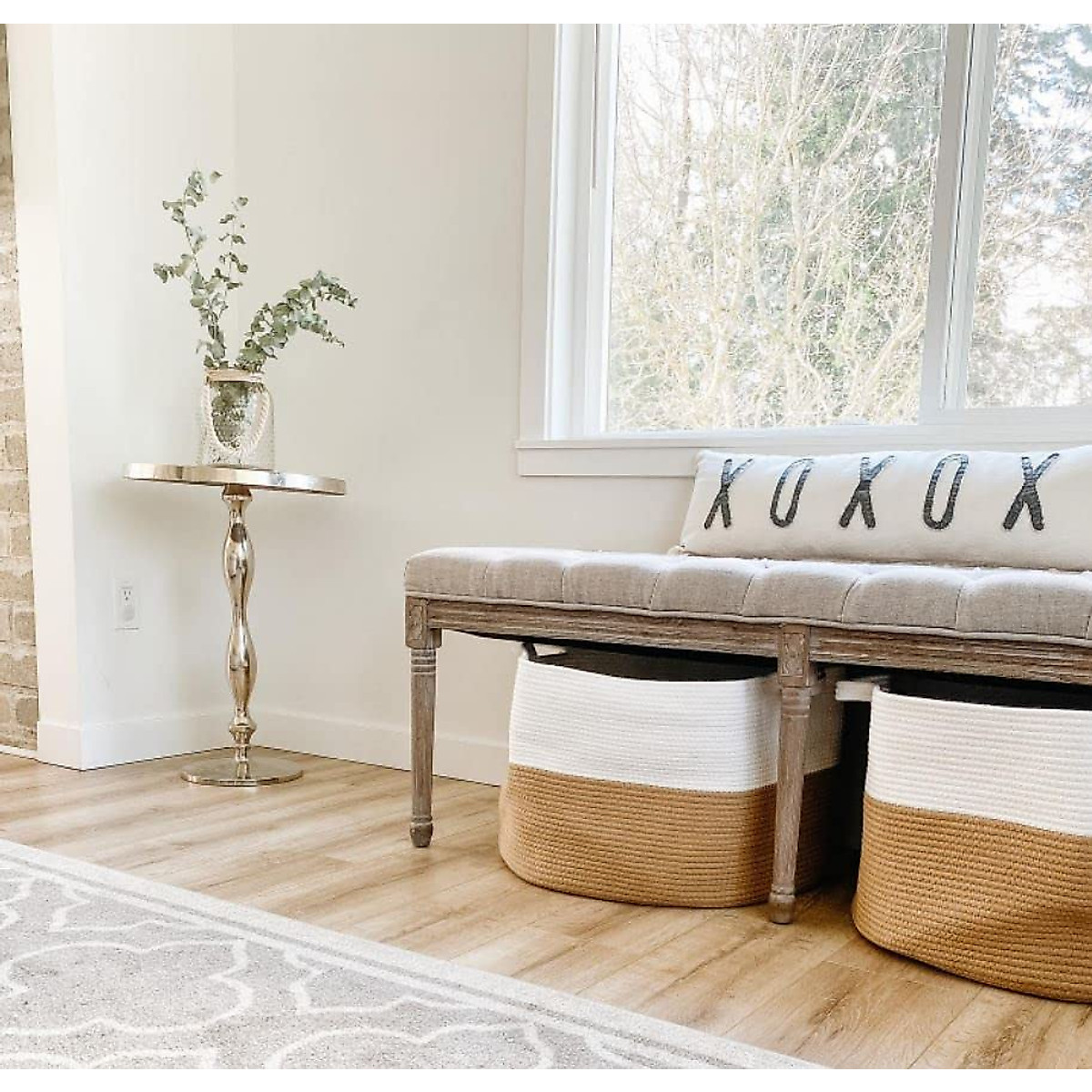 Mud Pie Polyester XOXOXO Washed Canvas Long Pillow 4163015, 1 Count (Pack of 1)