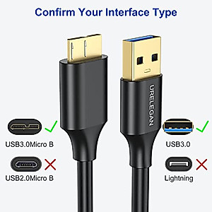 USB 3.0 to Micro B Cable 1 Feet, USB Type A to Micro B Cord Male to Male with Gold-Plated Connector Compatible with Hard Drive, Samsung Galaxy S5, Note 3, Camera and More