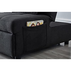 Convertible Pull Out Single Sofa Chair,3-in-1 Multi-Functional Sleeper Chair Bed, Adjustable Backrest Recliner with Modern Fabric for Living Room Bedroom Apartment Small Space（Black）