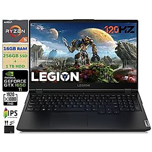 2021 Flagship Lenovo Legion 5 Gaming Laptop 15.6" FHD IPS 120Hz, 6-Core AMD Ryzen 5 4600H (Beats i7-9750H) 16GB RAM, 256GB SSD + 1TB HDD, GeForce GTX 1650 Ti 4GB, Backlit,Wifi 6, Win 10+Marxsol Cables