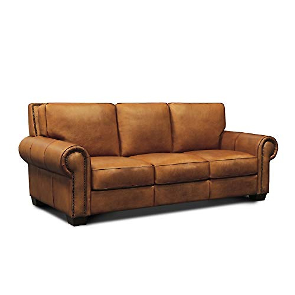 Valencia 100% Top Grain Hand Antiqued Leather Traditional Sofa