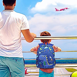 Bagseri Toddler Backpack, Dinosaur Backpack for Boys, Lightweight Kids Backpack Daycare Bag Preschool Backpack, 12 Inch (Cute Dinosaur, Blue)