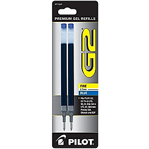 Pilot G2 Gel Ink Refill, 2-Pack for Rolling Ball Pens, Fine, Black, Red, & Blue