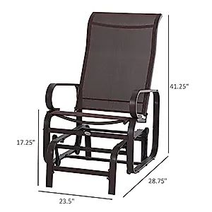 Outsunny Outdoor Glider Chair, Gliders for Outside Patio with Smooth Rocking Mechanism and Lightweight Construction for Backyard, Brown