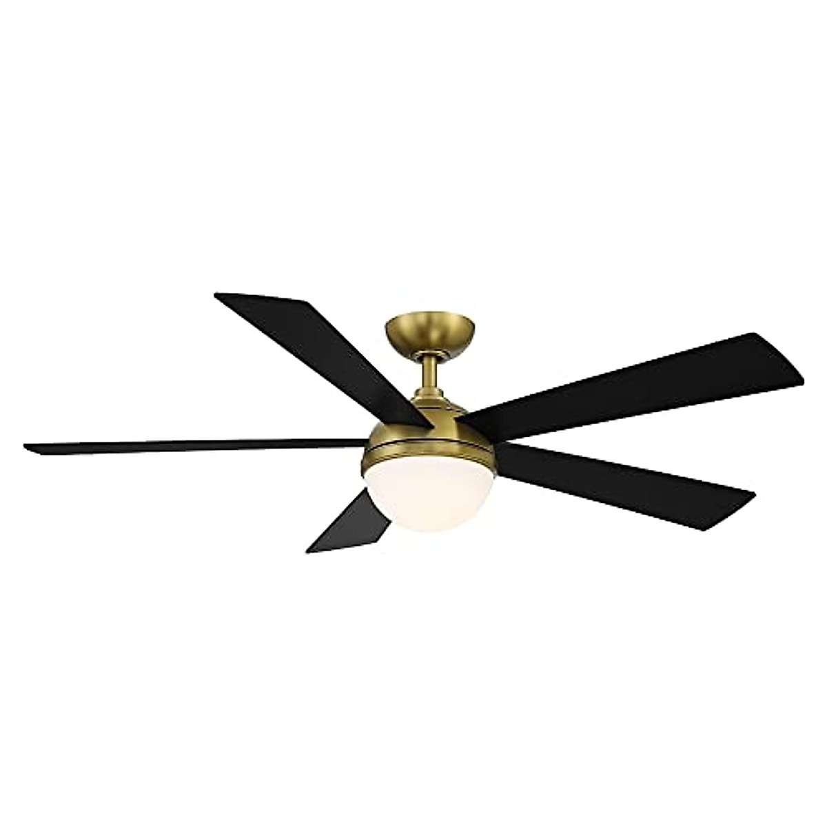 WAC Smart Fans Eclipse Indoor and Outdoor 5-Blade Ceiling Fan 54in Satin Brass Matte Black with 3000K LED Light Kit and Remote Control works with Alexa and iOS or Android App