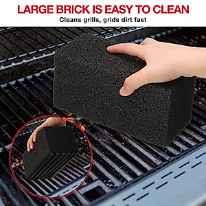 10 Pieces Commercial Grade Grill Cleaning Brick Bulk Heavy Duty Pumice Stone Brick Cleaning Grill Stone Reusable for Home Restaurant Griddles, Flat Top and BBQ Grates Outdoor Cleans(Black)