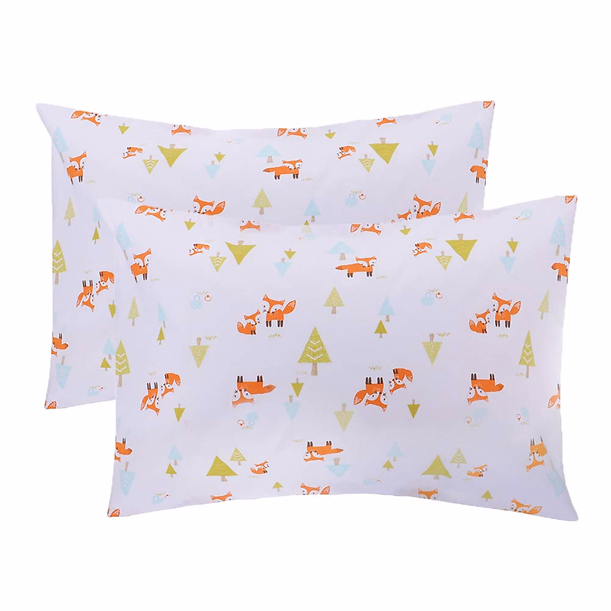Tebery 2 Pack Toddler Pillowcases 100% Cotton Pillow Protectors 14 x 19 for 13 x 18, 12 x 16 Pillow Cute Animals Printings