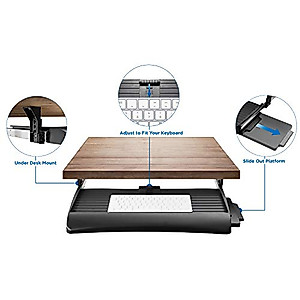Mount-It! Keyboard Drawer Under Desk with Mouse Platform, Easy-Glide Sliding Under-Counter Computer Keyboard Tray 21 inch Wide