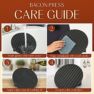 Bellemain Cast Iron Grill Press, Heavy-duty bacon press with Wood Handle, 8.5-Inch Round