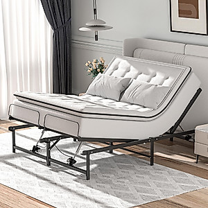 JAXPETY Adjustable Bed Frame Queen Size Electric Adjustable Bed Base with Head and Foot Incline Low-Noise Motor and Remote Control, Electric Bed Frame Fit for Most Mattress, Black
