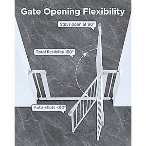 Ciays 29.5” to 37.8” Safety Baby Gate, Extra Wide Auto-Close Dog Gate for Stairs, Easy Walk Thru Indoor Pet Gate for Doorways and Rooms,30in Tall, White