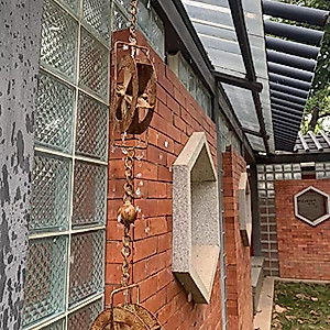 AINISIS 5-7/10-Feet Gutter Rain Chain,Water Wheel Rain Catcher Chain Outdoor Garden Decorative Art