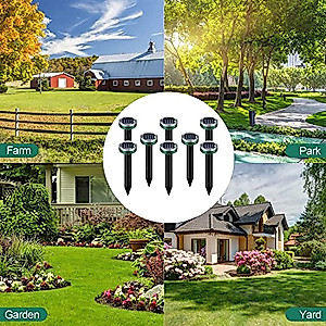 TIMIROYA Mole Repellent Solar Powered 8 Pack Gopher Repellent for Garden Lawn Yard Waterproof Get Rid of Moles Voles Gophers Snake Rats Rodents, Green