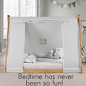 New P'kolino Tent Twin Floor Bed - Natural or White Frame, Grey, Children’s Bedroom Furniture … (Natural Frame)