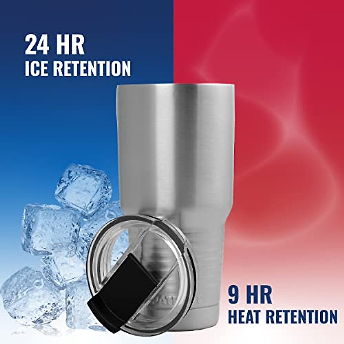 Patriot 20oz Tumbler Stainless Steel Insulated Coffee Cup with Lid, Reusable Straw & Gift Box - Blue