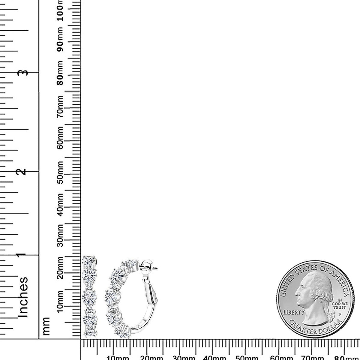 Gem Stone King 925 Sterling Silver White Moissanite Earrings | Hoop Earrings For Women | 2.60 Cttw | Round 4MM and 2MM | 1 Inch Diameter