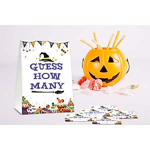 Halloween Bridal Shower Game Sign and Card, Halloween Guess How Many Party Game Set, 1 Sign With 50 Guess Tickets –LK-012