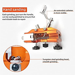 KEPDTAI Chainsaw Sharpener, Hand Cranked Chainsaw Sharpening Jig Kit with Storage Bag & Gloves, Portable Chain Saw Sharpener Tools, Chainsaw Files Accessories for All Kinds of Chain Saws (Orange)