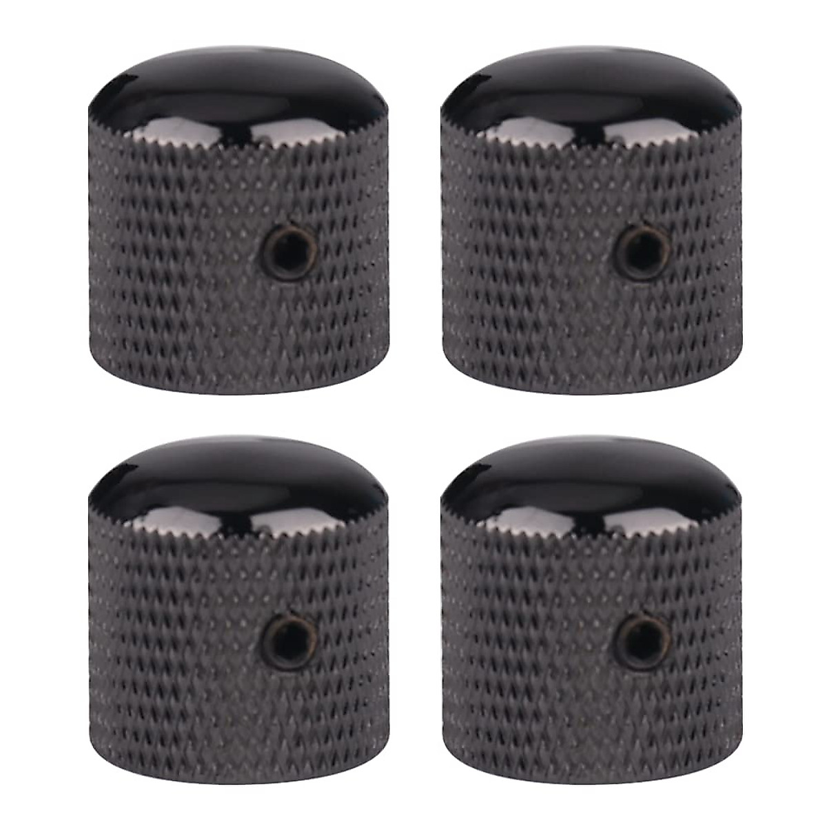 XIYANGJUAN 4Pcs Metal Guitar Knobs Volume Tone Control Knobs Dome Knobs with with Allen Keys Screws for Fender Telecaster Gibson Les Paul Electric Guitar Bass (Black)