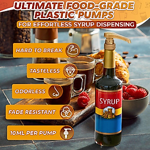 4Pcs Coffee Syrup Pump Dispenser Compatible with Torani Syrup Pump - Creamer Pump for Coffee Syrup Bottle (25.4 oz-750ml) - Davinci Syrup Pump Bottle Pump Dispenser Coffee Syrup Pumps ALPENKOK