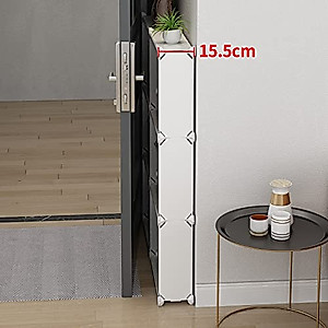 MAGINELS 6-Pair Shoe Rack Organizer with Cover, Slim Shoe Storage Cabinet,Behind Door, Narrow Shoe Shelf for Closet,entryway,White