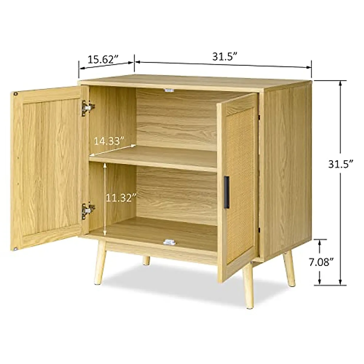 Mufico Buffet Sideboard Cabinet,Rattan Storage Cabinets with Door and Shelves, Accent Console Coffee Bar for Bar, Dining Room, Hallway, Cupboard Living Room