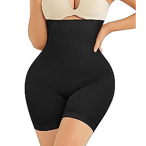 Nebility Women Waist Trainer Shapewear Tummy Control Body Shaper Shorts Hi-Waist Butt Lifter Thigh Slimmer (3XL/4XL, Black)