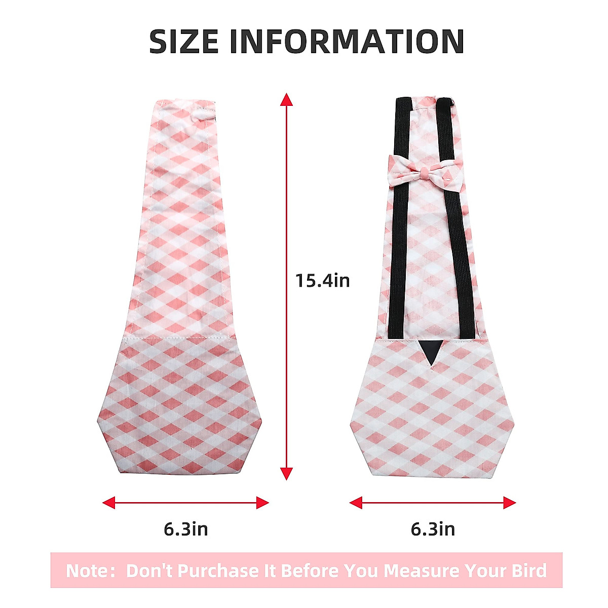 WANHAI Chicken Diaper for Pet Duck Goose or Hens Nappy Poultry Clothes with Bow-Knot,Washable Reusable and Adjustable, Pink-white