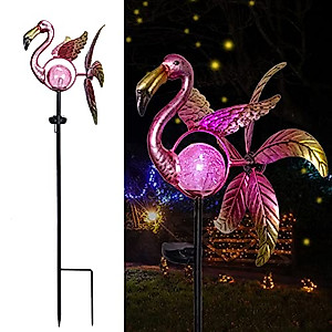 Afirst Solar Wind Spinner Lights - Metal Kinetic Wind Spinner Flamingo Garden Lights Outdoor Decorative Wind Spinners for Yard Garden Lawn Décor