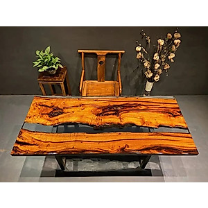 Personalized LARGE EPOXY TABLE, Resin Dining Table for 2, 4, 6, 8 River Dining Table Top, Wood Epoxy Coffee Table Top, Living Room Table (without Stand, 24 x 12inches)