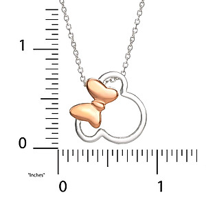 Disney Minnie Mouse Silver Plated Silhouette Pendant Necklace, 18 Inch Chain; Jewelry for Women