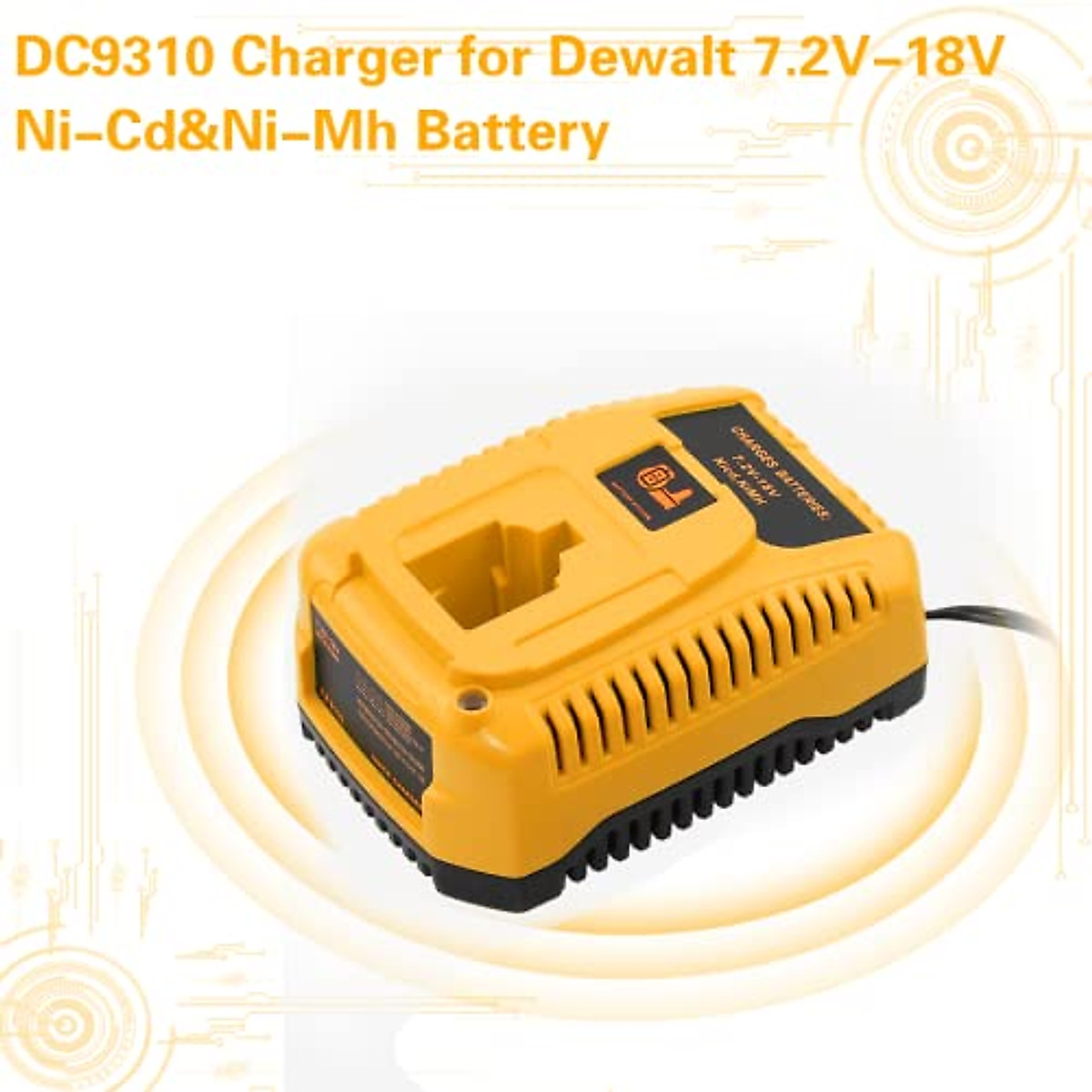 2 Packs 3.6Ah 18 Volt DC9096 Battery(Black) and DC9310 Charger Compatible with Dewalt 18V Battery DC9098 DC9099 DW9098 DW9099 DW9096