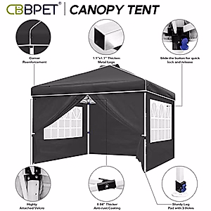 Canopy, CBBPET 10'x10' Pop Up Canopy Instant Folding, Outdoor Canopy Tent with Sidewalls and Windows Sun Protection for Vendor Events, Outdoor Craft Show, Farmers Markets(Black)