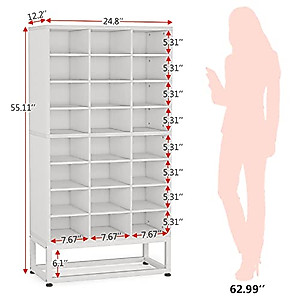 Tribesigns Shoe Storage Cabinet, 24 Pair Cubby Shoe Rack Organizer with Adjustable Shelves, 8-Tier Entryway Shoe Storage Closet Shoe Organizer for Living Room, Bedroom, Mudroom