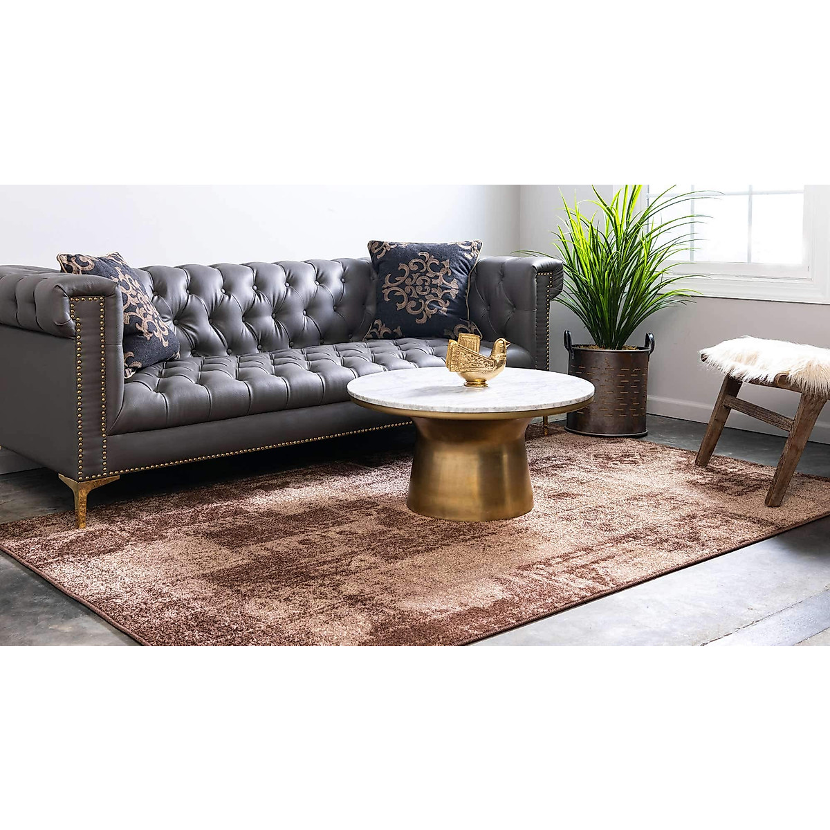 Unique Loom Autumn Collection Modern Contemporary Casual Abstract Area Rug (Brown/ Beige Solid, 9 x 12 ft Rectangular)